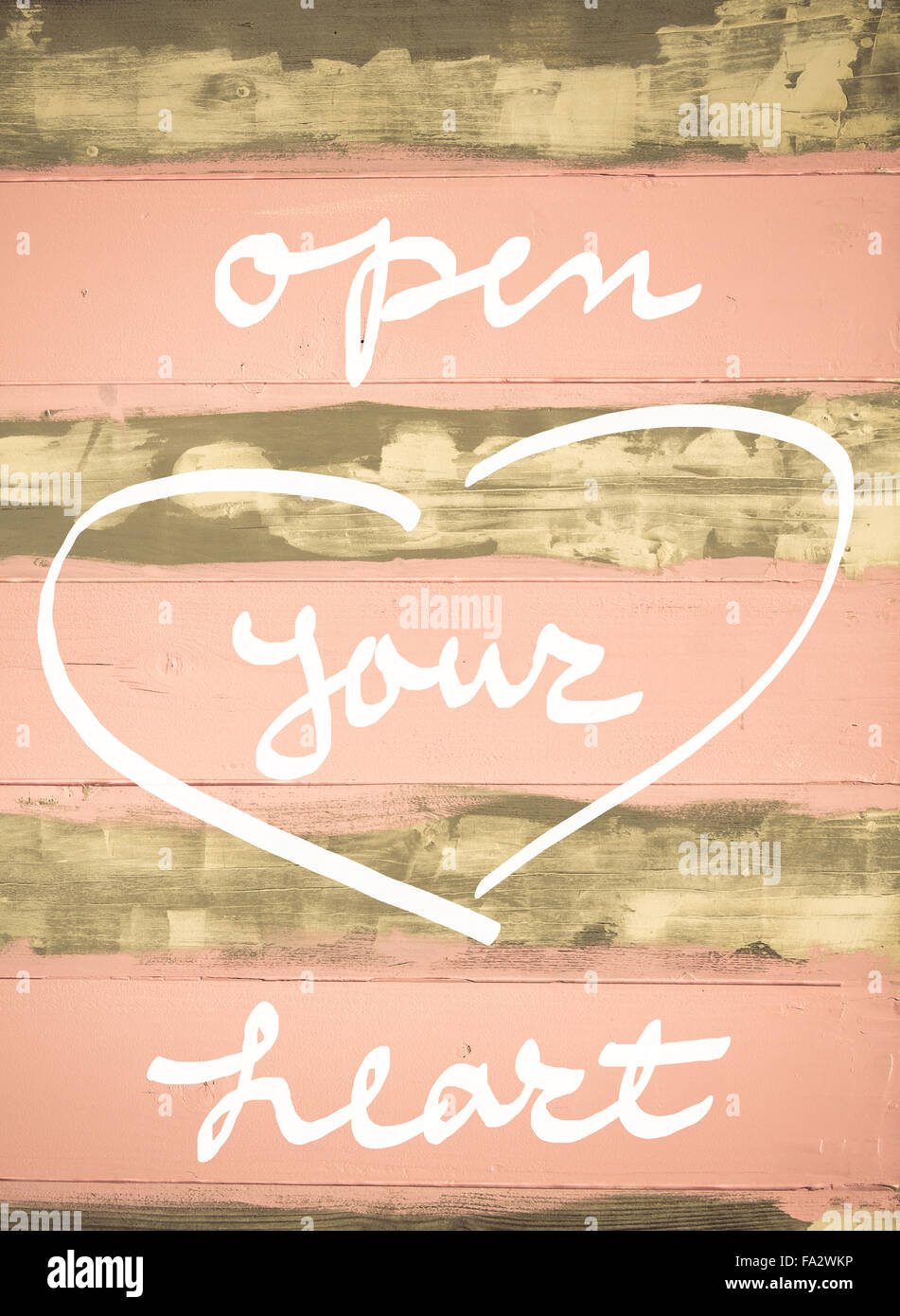 Concept image of Open Your Heart motivational quote hand written on ...