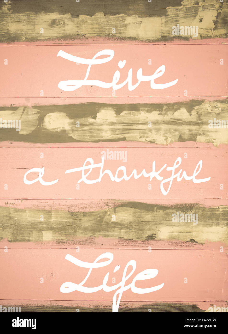 Concept image of Live a Thankful Life motivational quote hand written ...