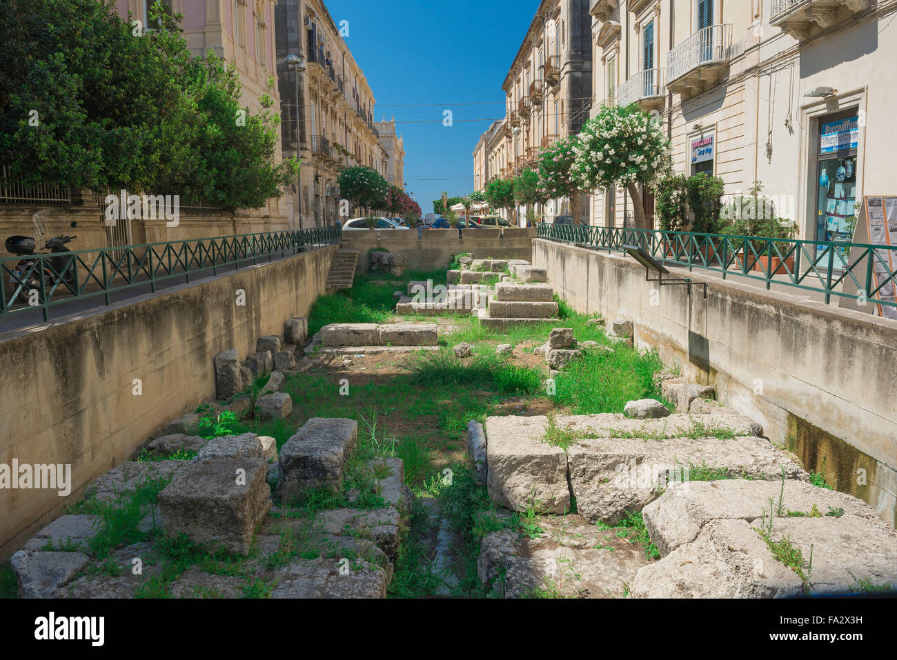 Greek ruins Sicily, view of the remains of an ancient Greek street in ...
