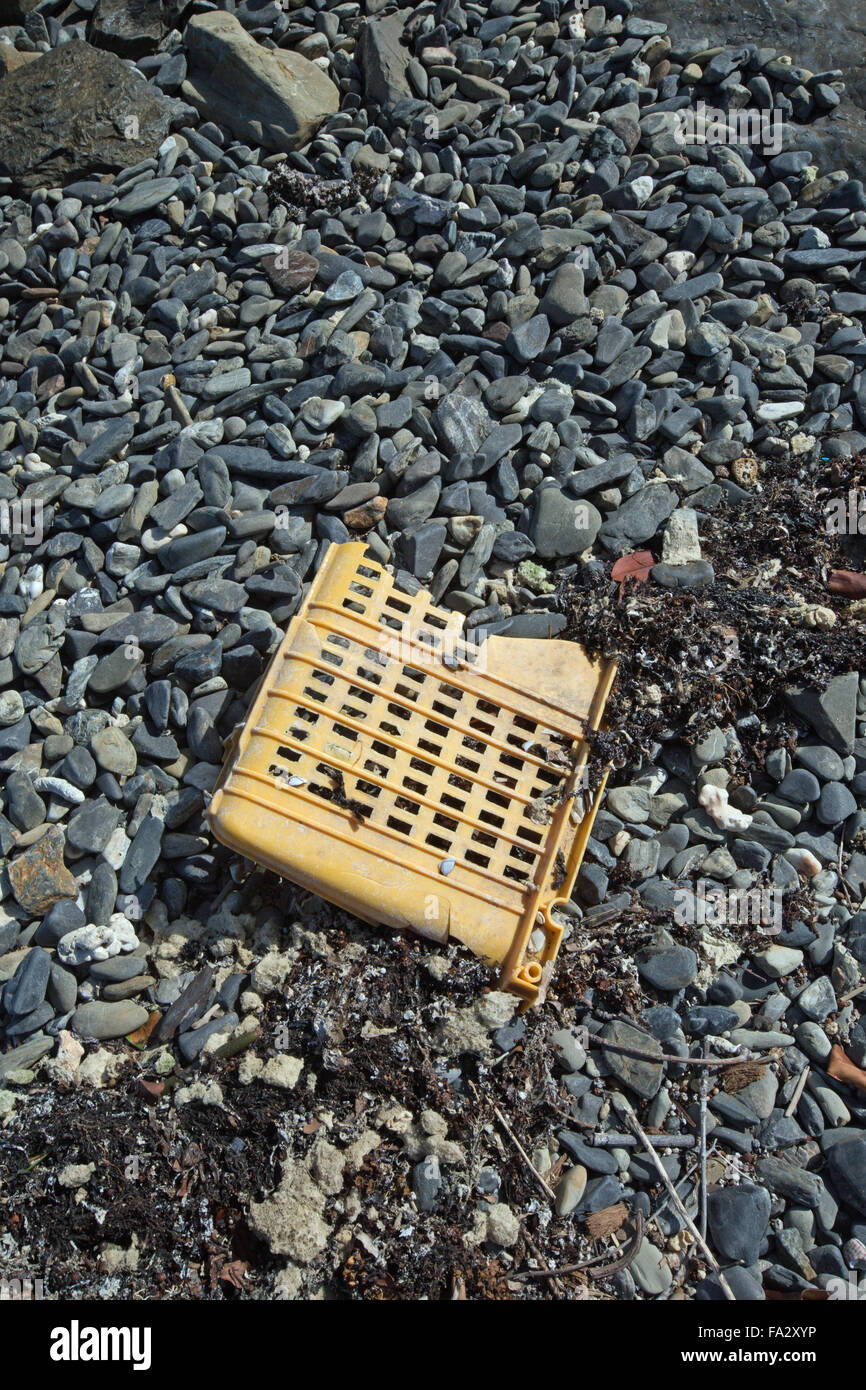 Pebbly beach litter Stock Photo - Alamy