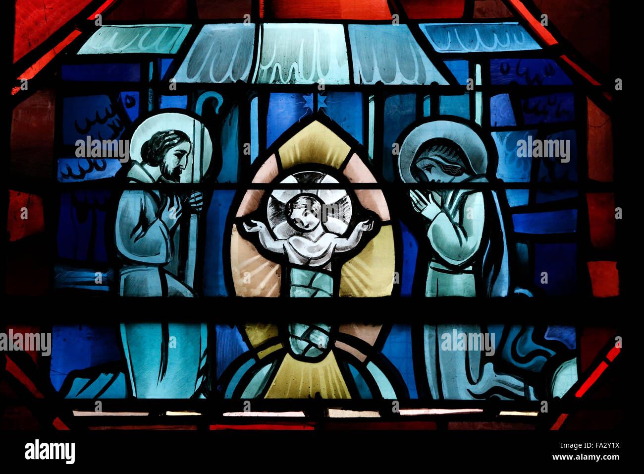 Stained glass window. The Nativity Stock Photo - Alamy