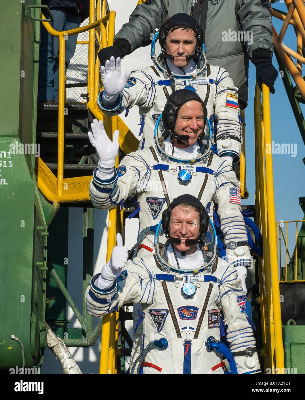 International Space Station Expedition 46 crew members in their Russian ...