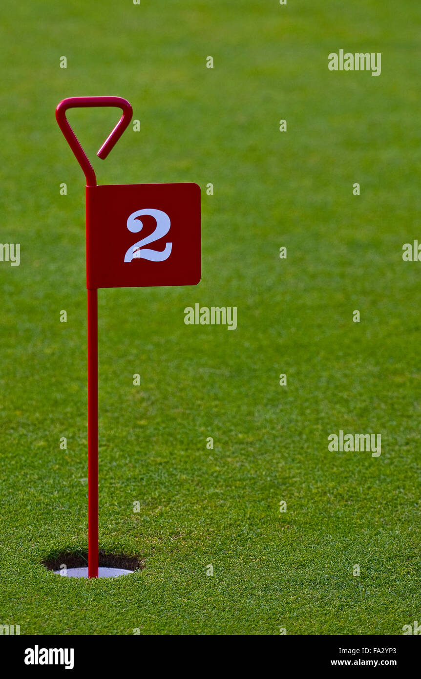 Golf Flag on Putting Green Stock Photo - Alamy