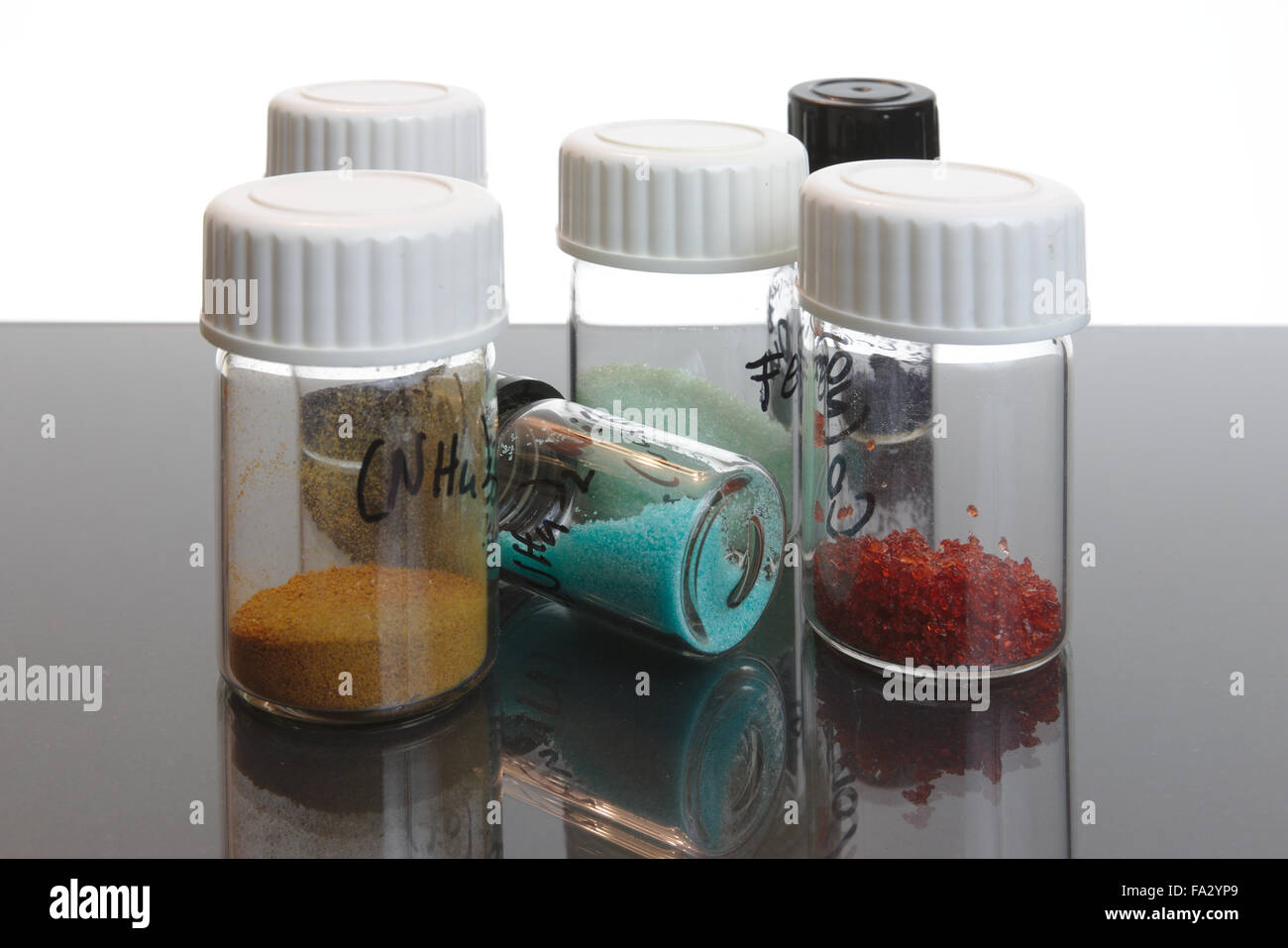 Color crystalline salts in phials Stock Photo - Alamy