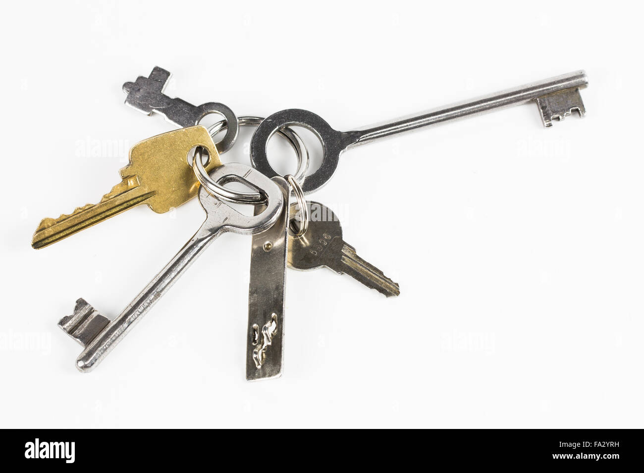 Steel keys of different kind photographed on white background Stock ...