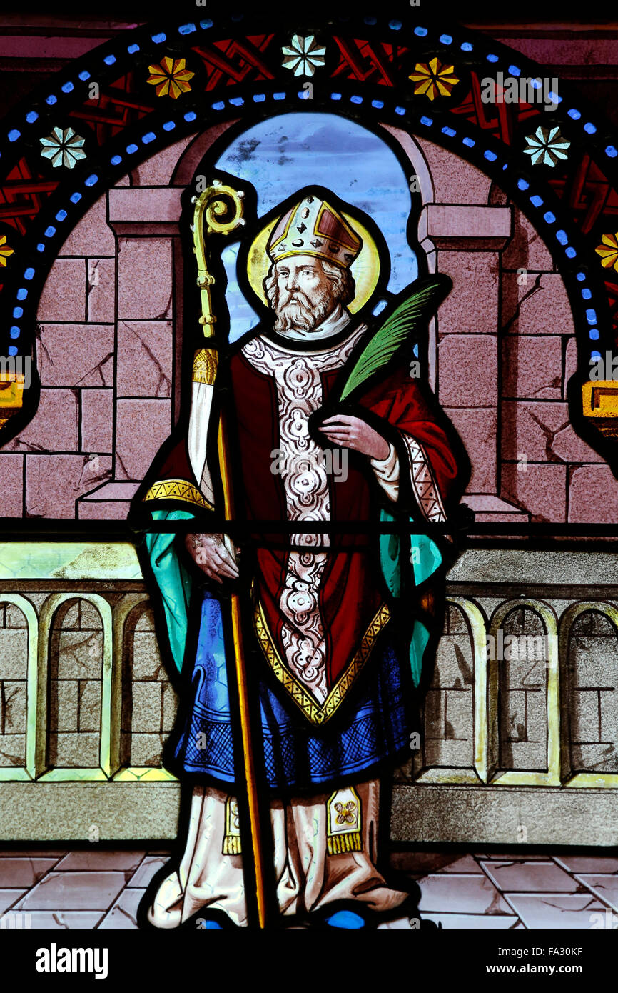 Stained glass window. Saint Padarn Stock Photo - Alamy