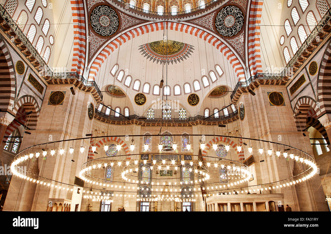 Suleymaniye Mosque in Istanbul Turkey - interior Stock Photo - Alamy