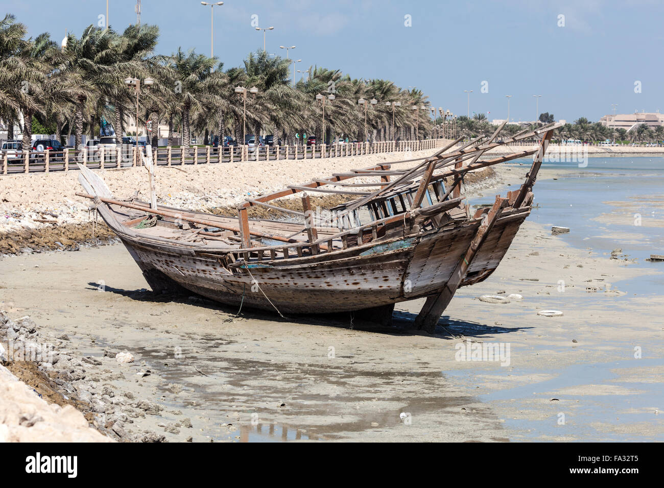 Old wooden dhow in Bahrain Stock Photo - Alamy