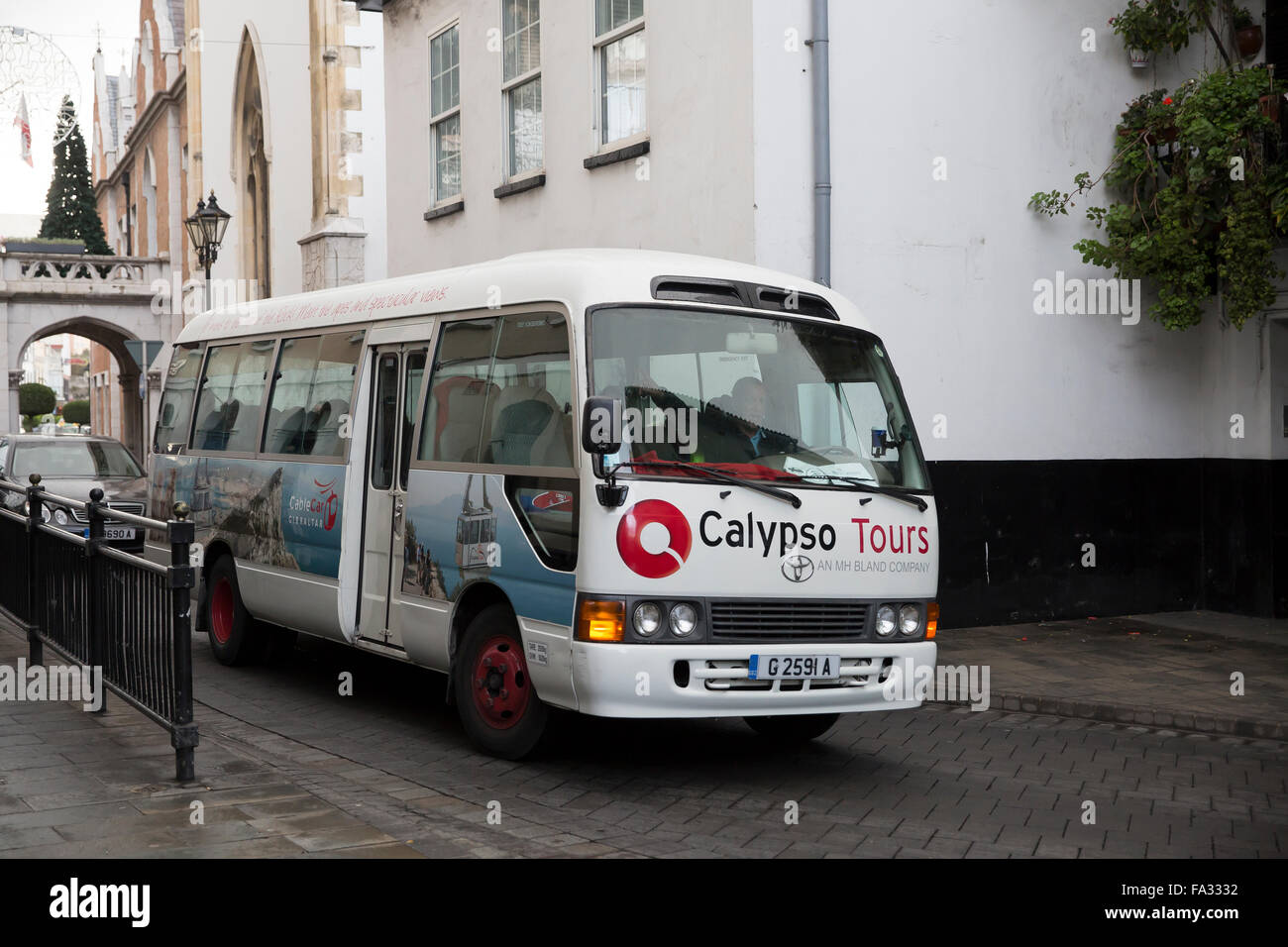 Calypso Tours bus in Gibraltar Stock Photo - Alamy