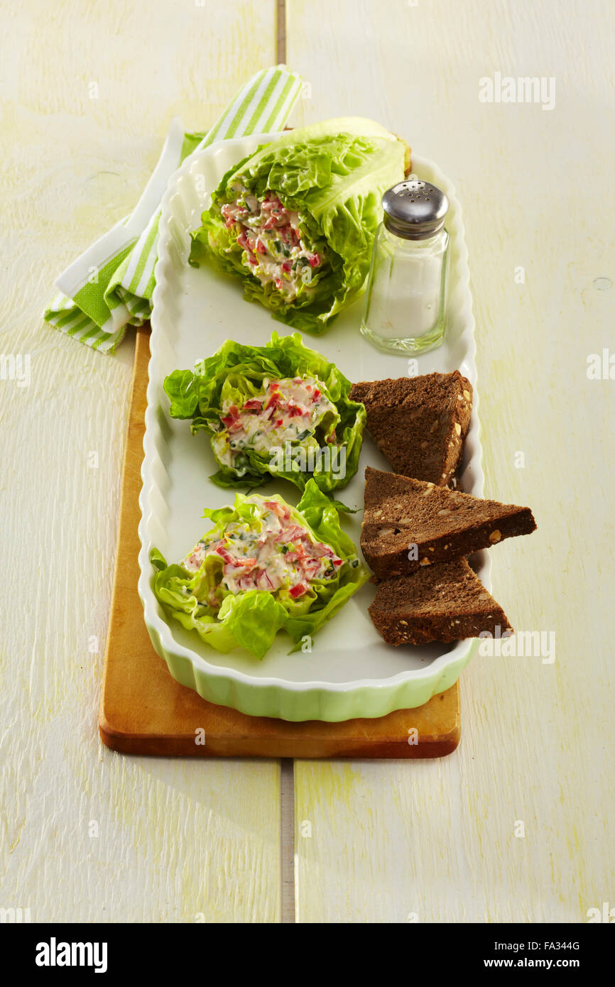 Cream cheese stuffed lettuce Stock Photo - Alamy