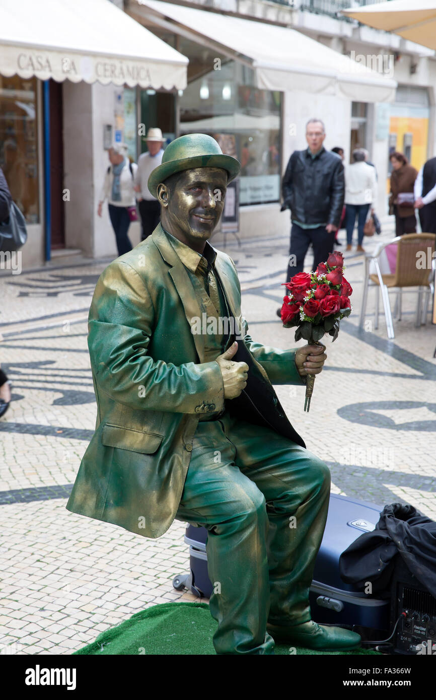 Living statue poses in Lisbon Portugal Stock Photo - Alamy