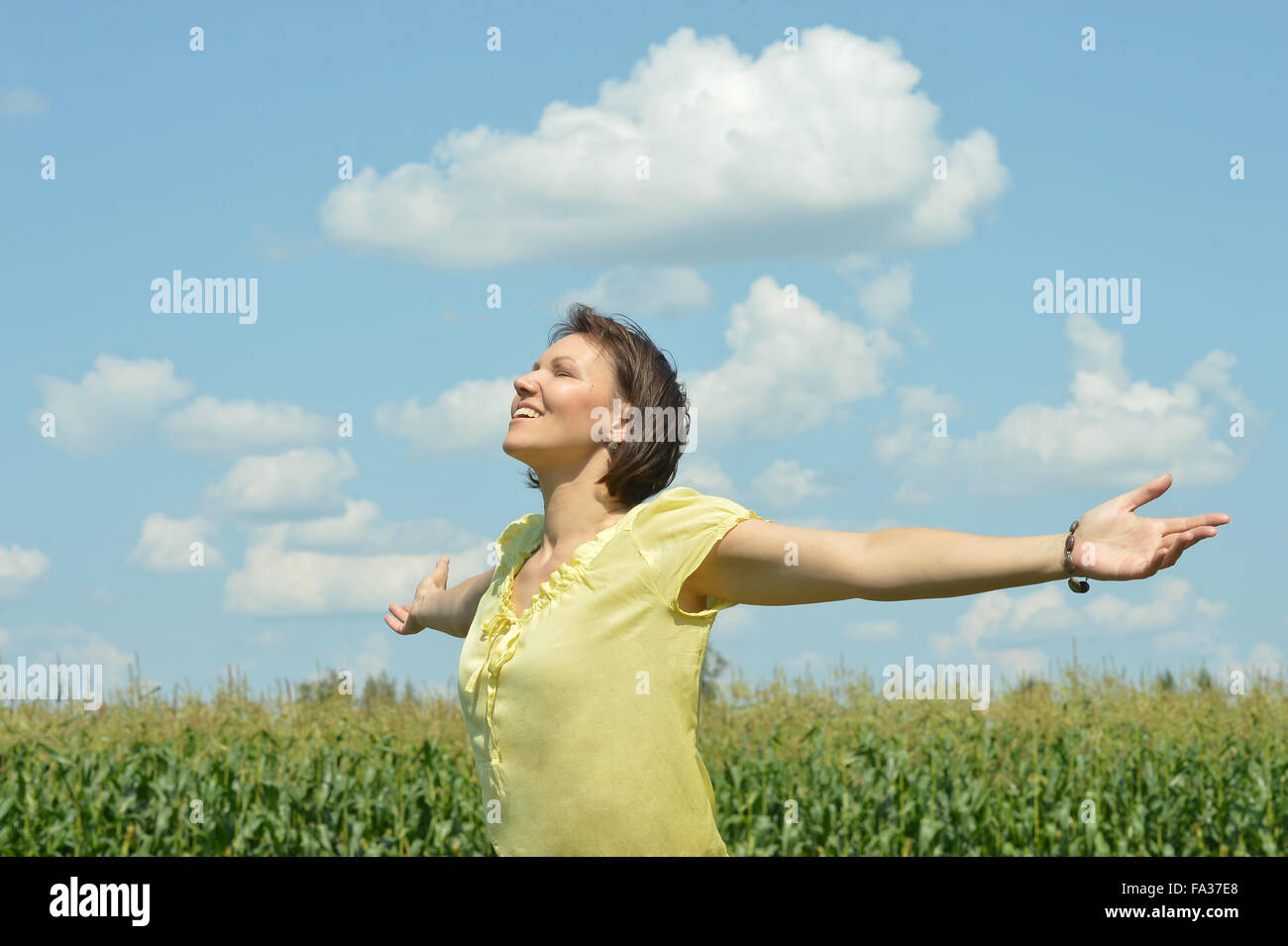 Woman walking in field hi-res stock photography and images - Alamy
