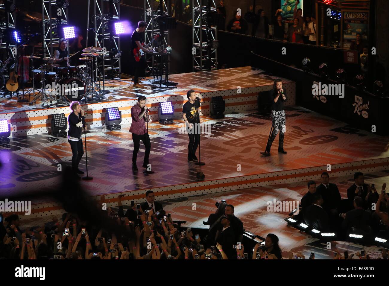 One Direction seen performing live Hollywood Boulevard for Jimmy Kimmel ...