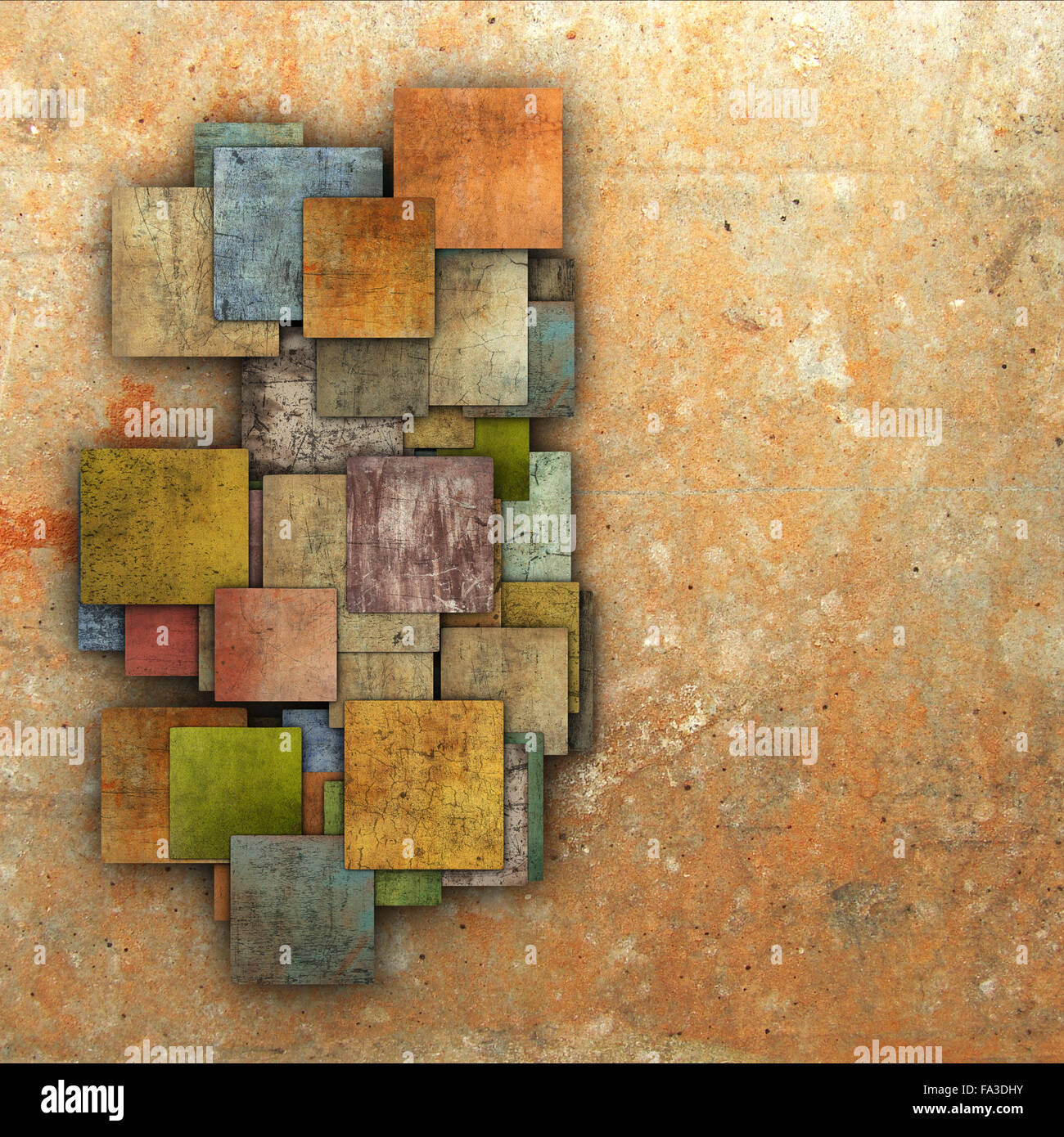 fragmented multiple color square tile grunge pattern backdrop Stock ...