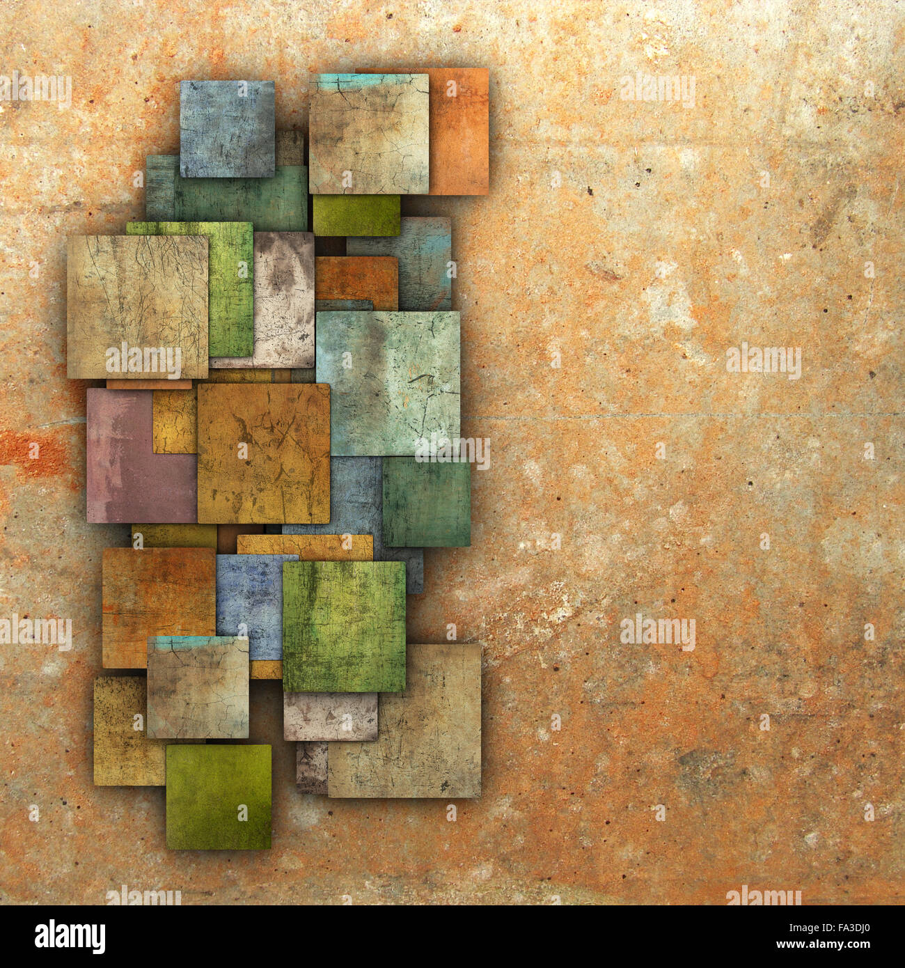 fragmented multiple color square tile grunge pattern backdrop Stock ...