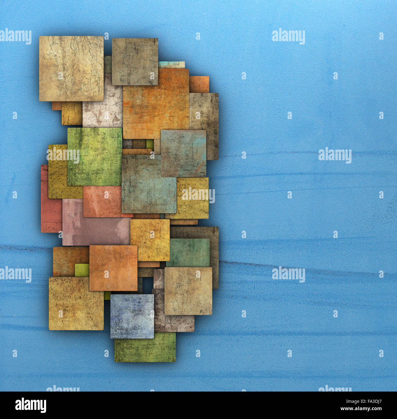 fragmented multiple color square tile grunge pattern backdrop Stock ...