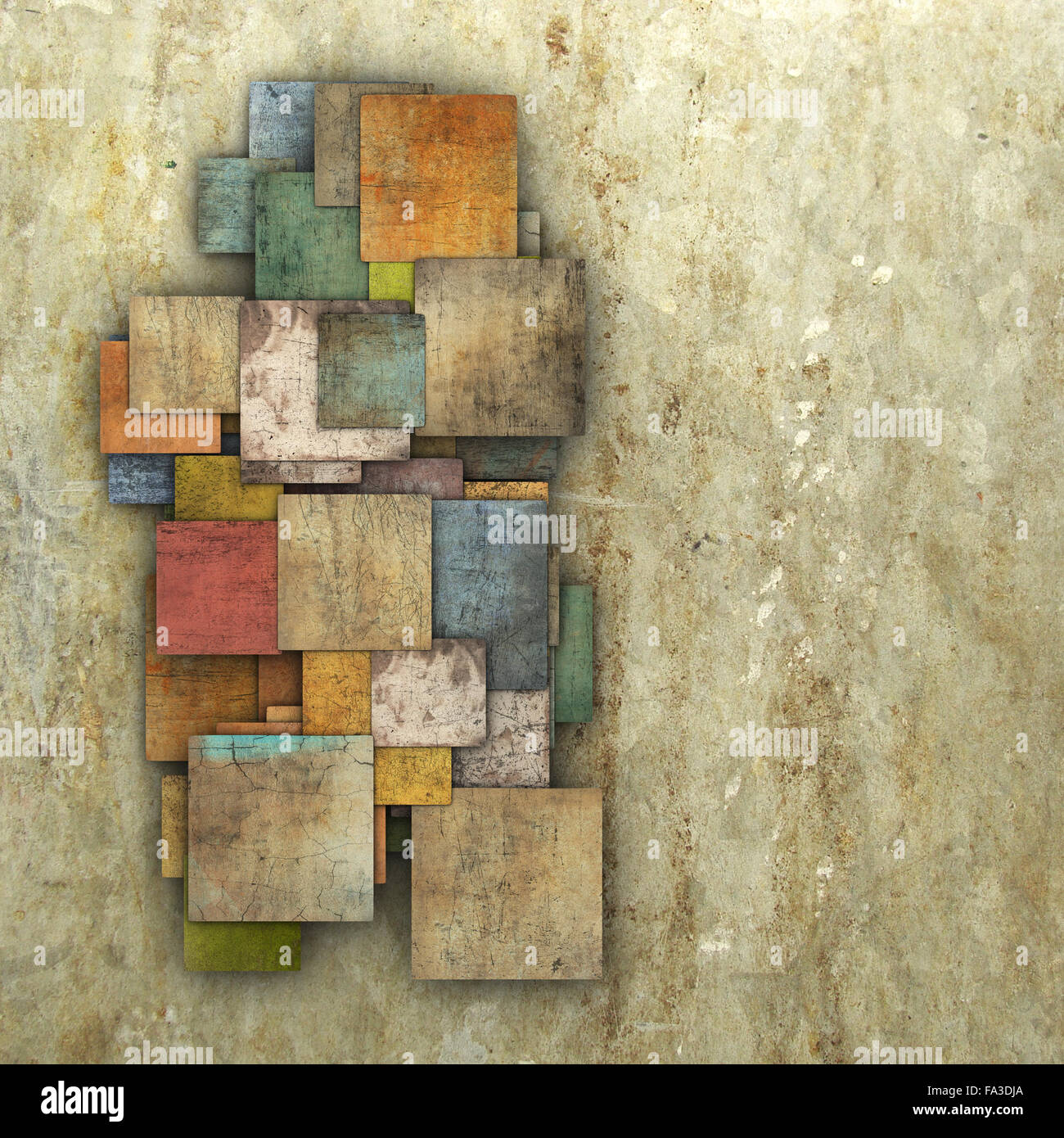 fragmented multiple color square tile grunge pattern backdrop Stock ...