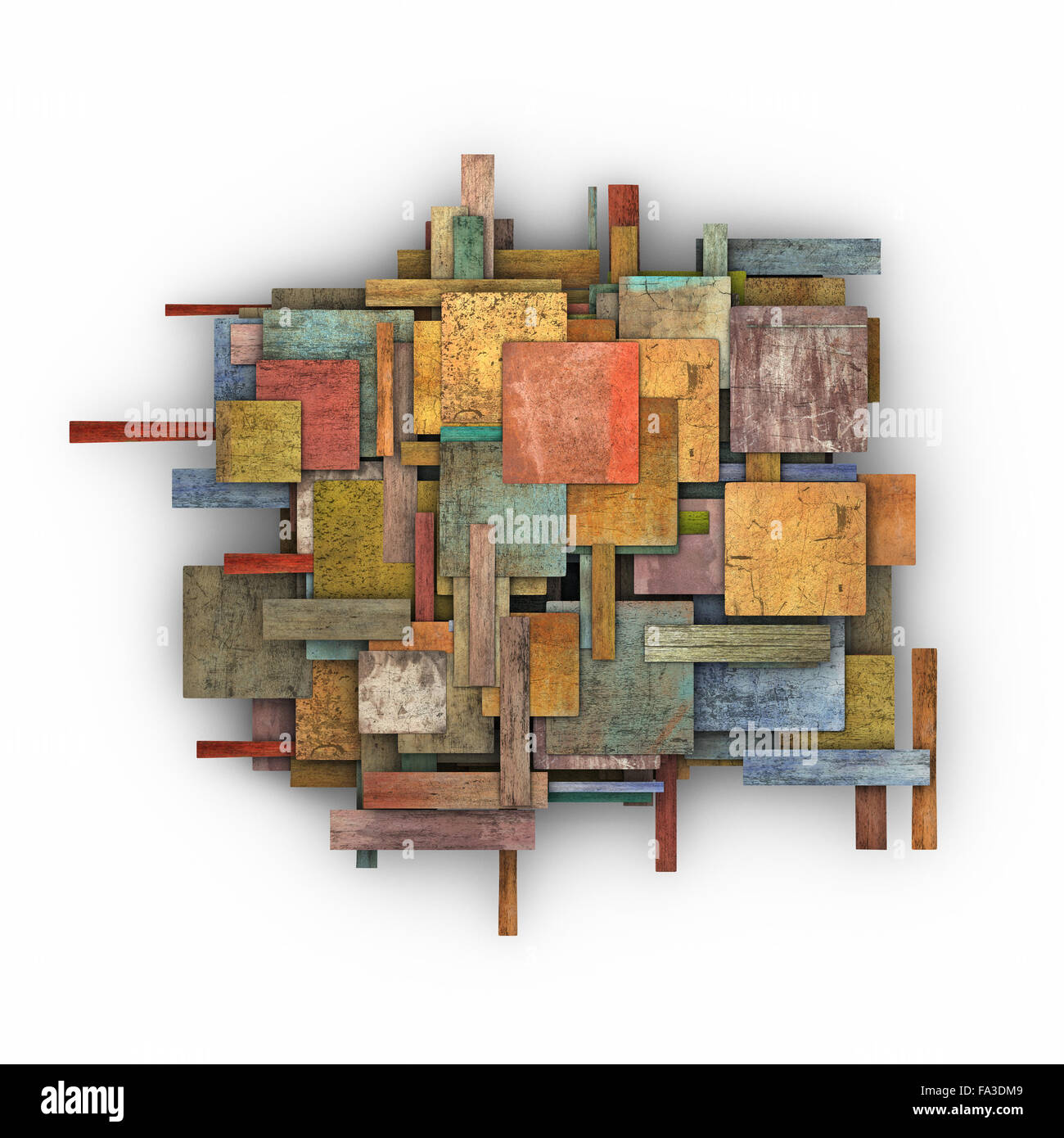 3d fragmented multiple color square tile grunge on white Stock Photo ...