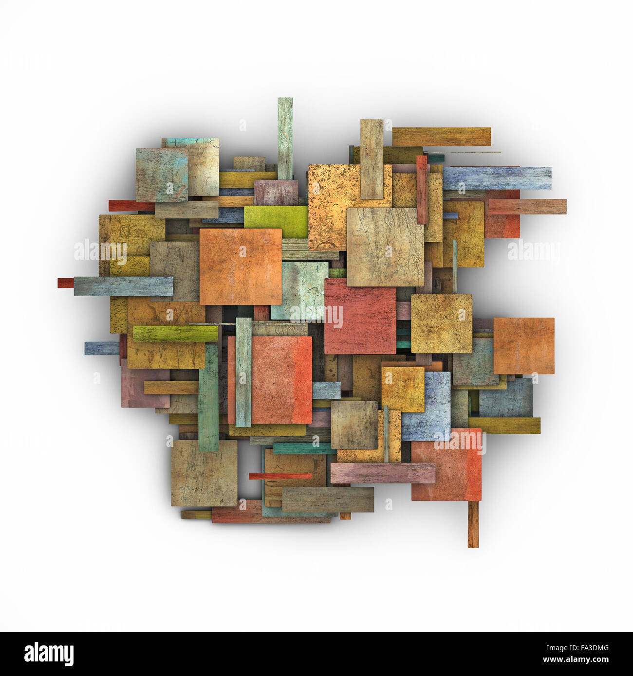 3d fragmented multiple color square tile grunge on white Stock Photo ...