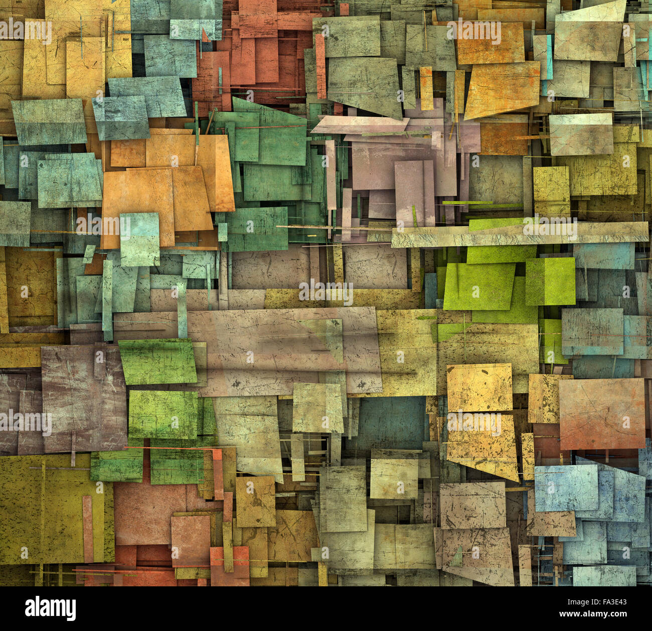 fragmented multiple color square tile grunge pattern backdrop Stock ...
