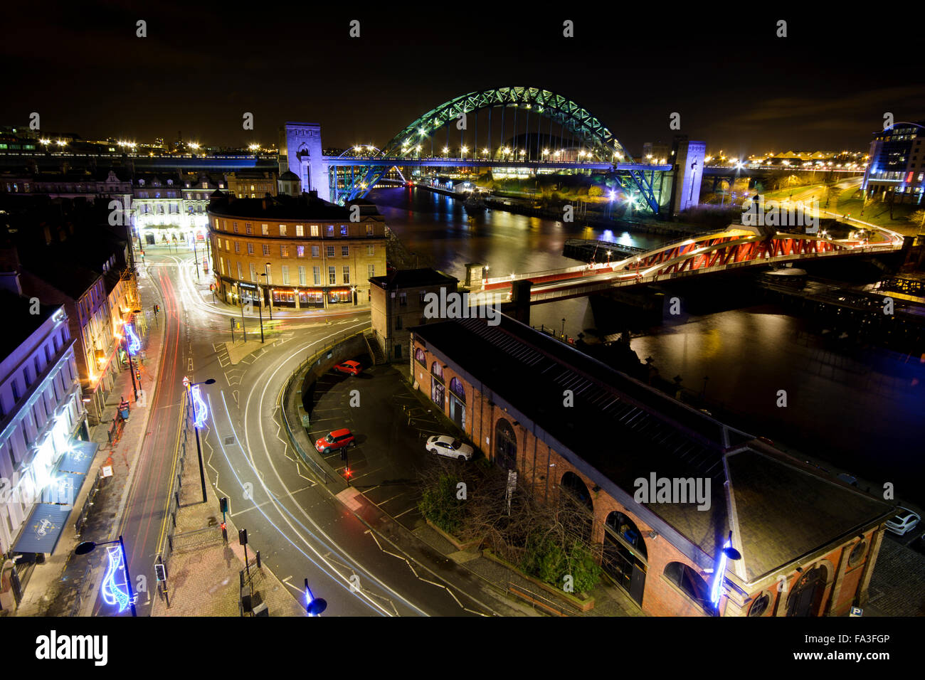 Newcastle Quayside at Night Stock Photo - Alamy