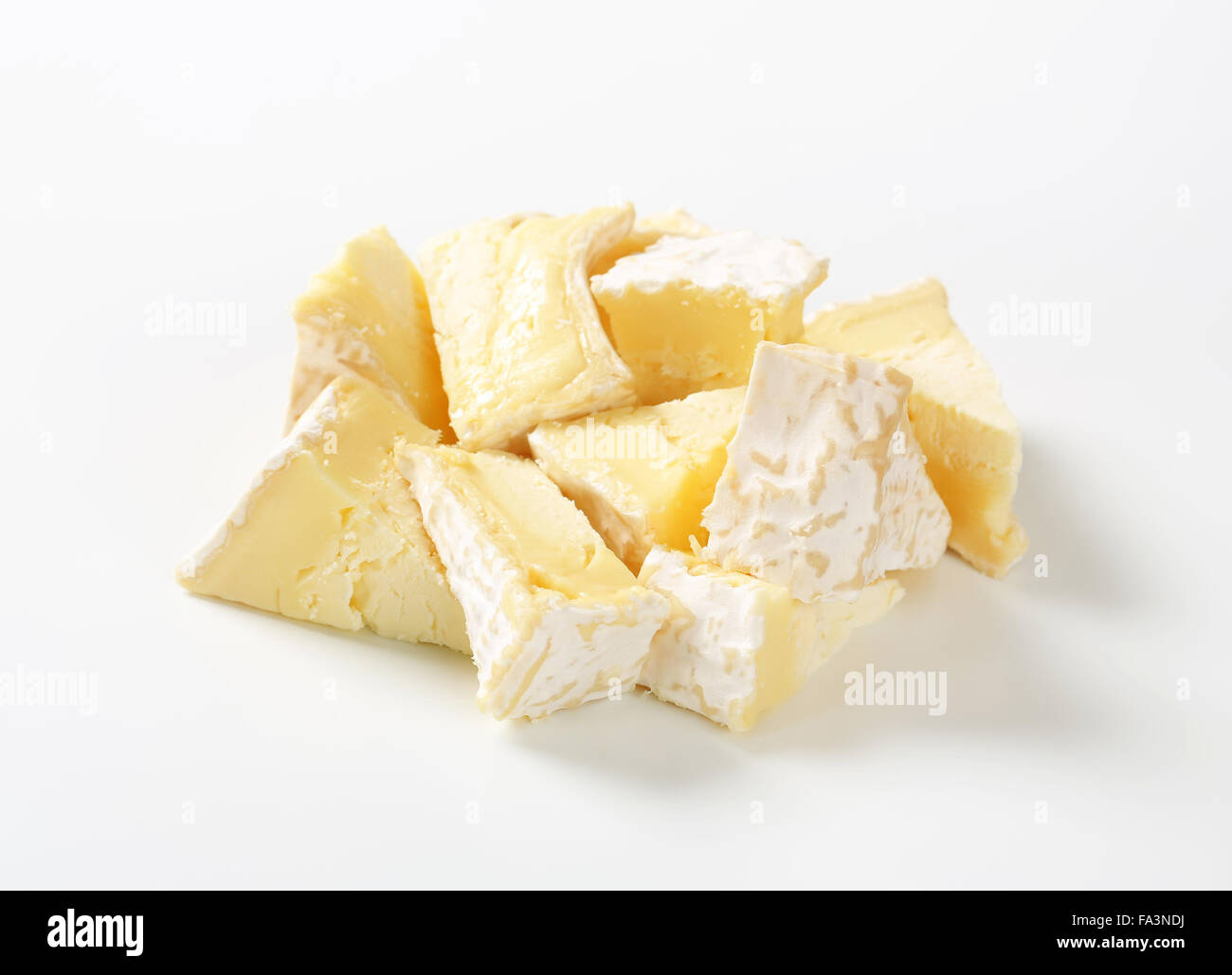 Pieces of French white rind cheese Stock Photo - Alamy