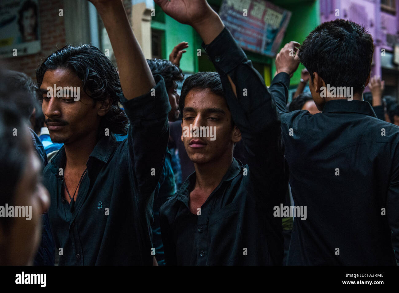 Varanasi, India. 20th Dec, 2015. Young Indian Muslims participate at ...
