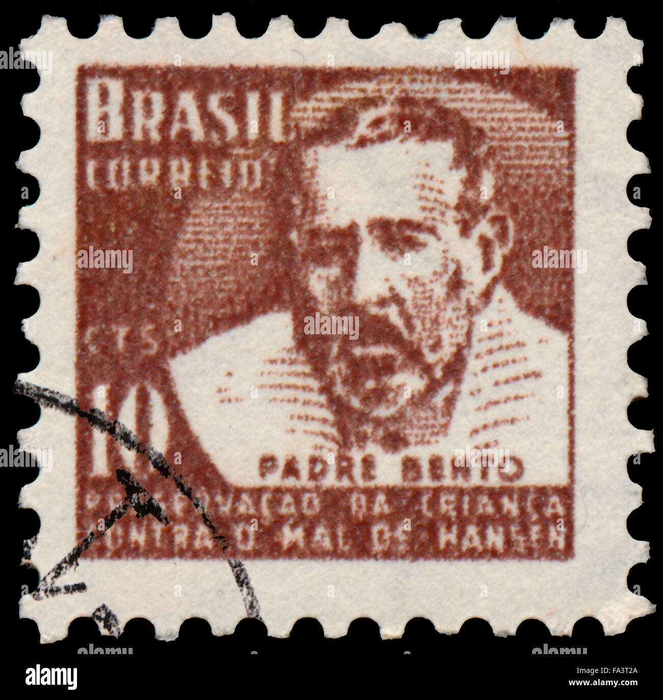 BRAZIL - CIRCA 1954: a stamp printed in Brazil, shows portrait of Padre ...