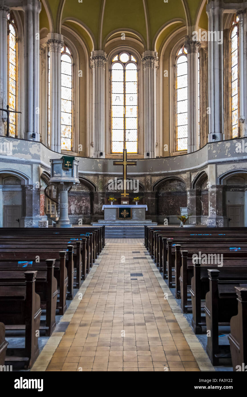 Zionskirche, Neo-Romanesque Style Zion church interior with stained ...