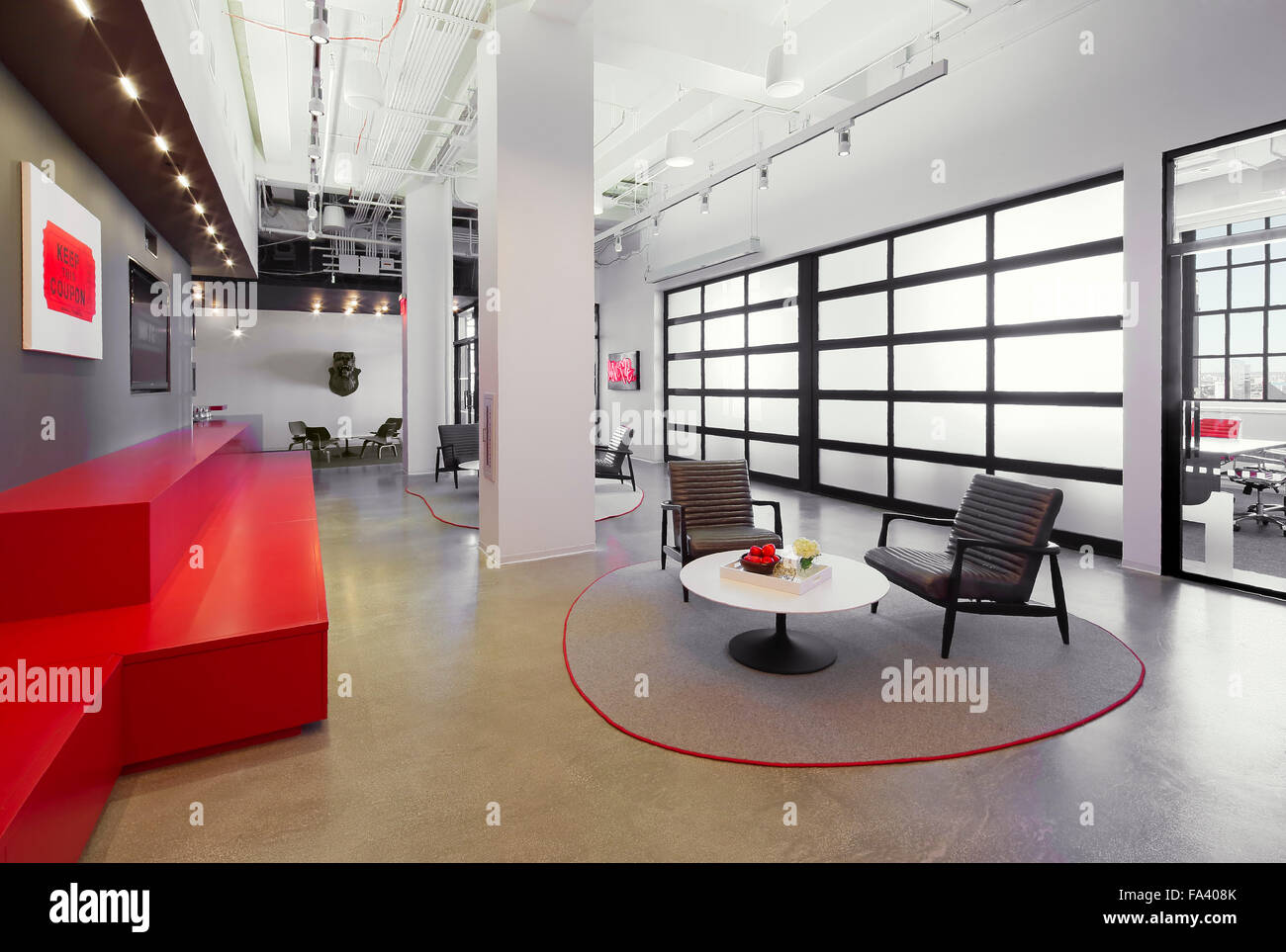 Main reception and gathering area with view of conference room with ...