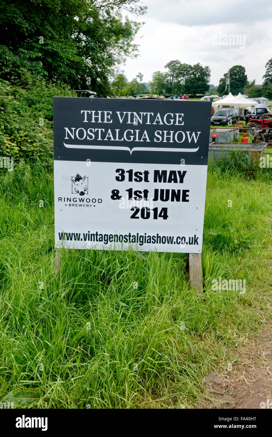 The Vintage Nostalgia Show sign at Stockton, near Warminster, Wiltshire ...
