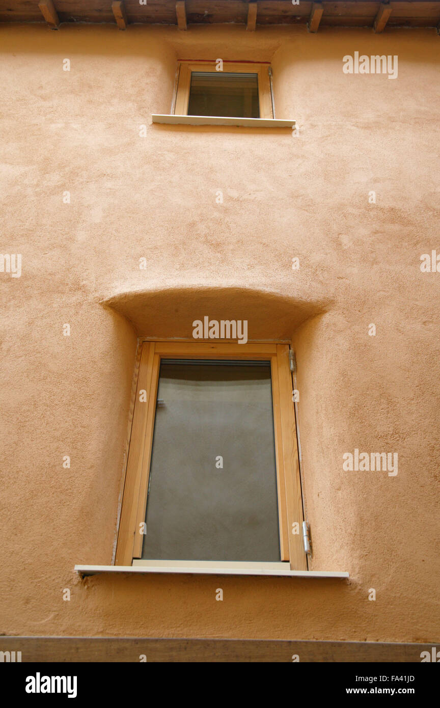 Thick lime plaster walls of an Eco House UK Stock Photo - Alamy