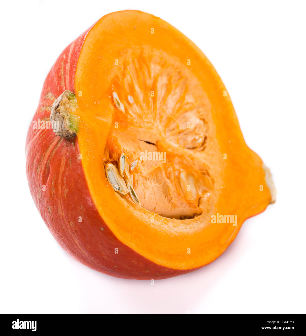 Pumpkin (isolated on white background) as detailed close-up shot Stock ...