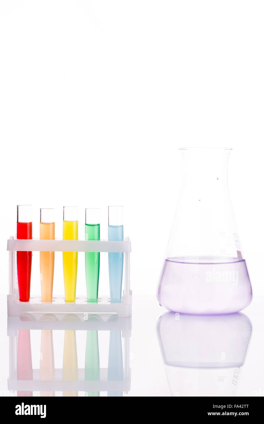 Multicolored liquid chemical tubes Stock Photo - Alamy
