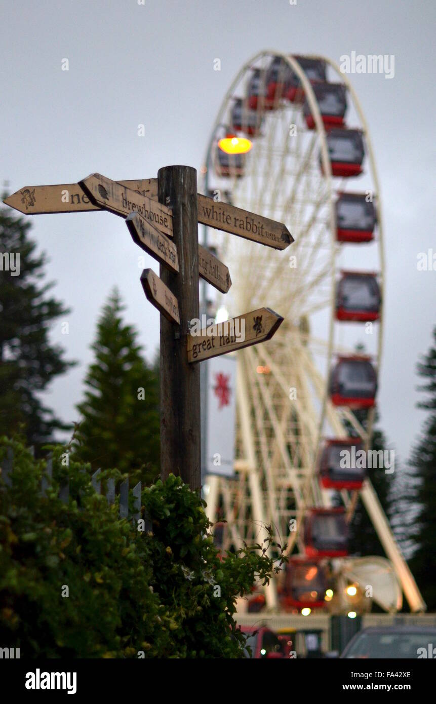 Little Creatures Fremantle Brewery sign in front of a ferris wheel ...