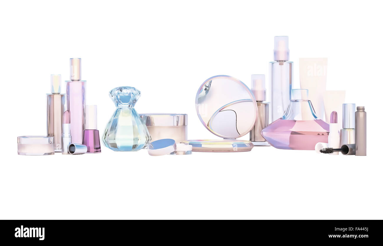 Makeup set on white background Stock Photo - Alamy