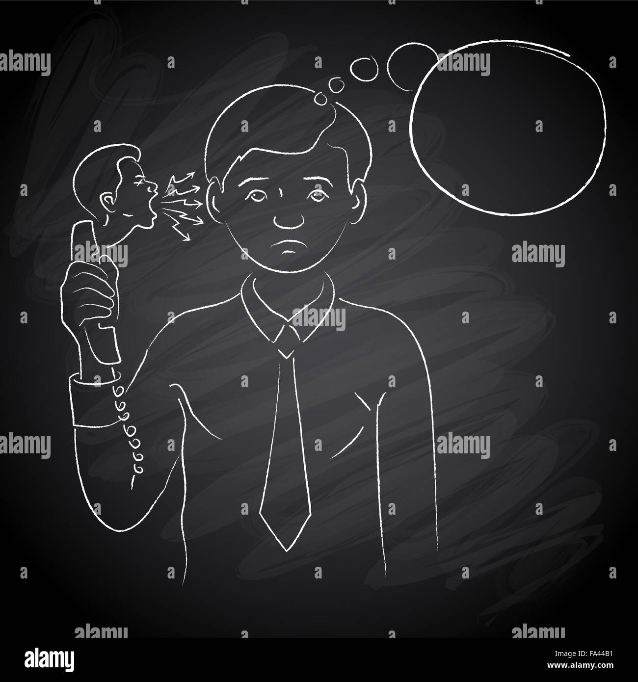 freehand drawing illustrating a tense phone call, conversation between ...