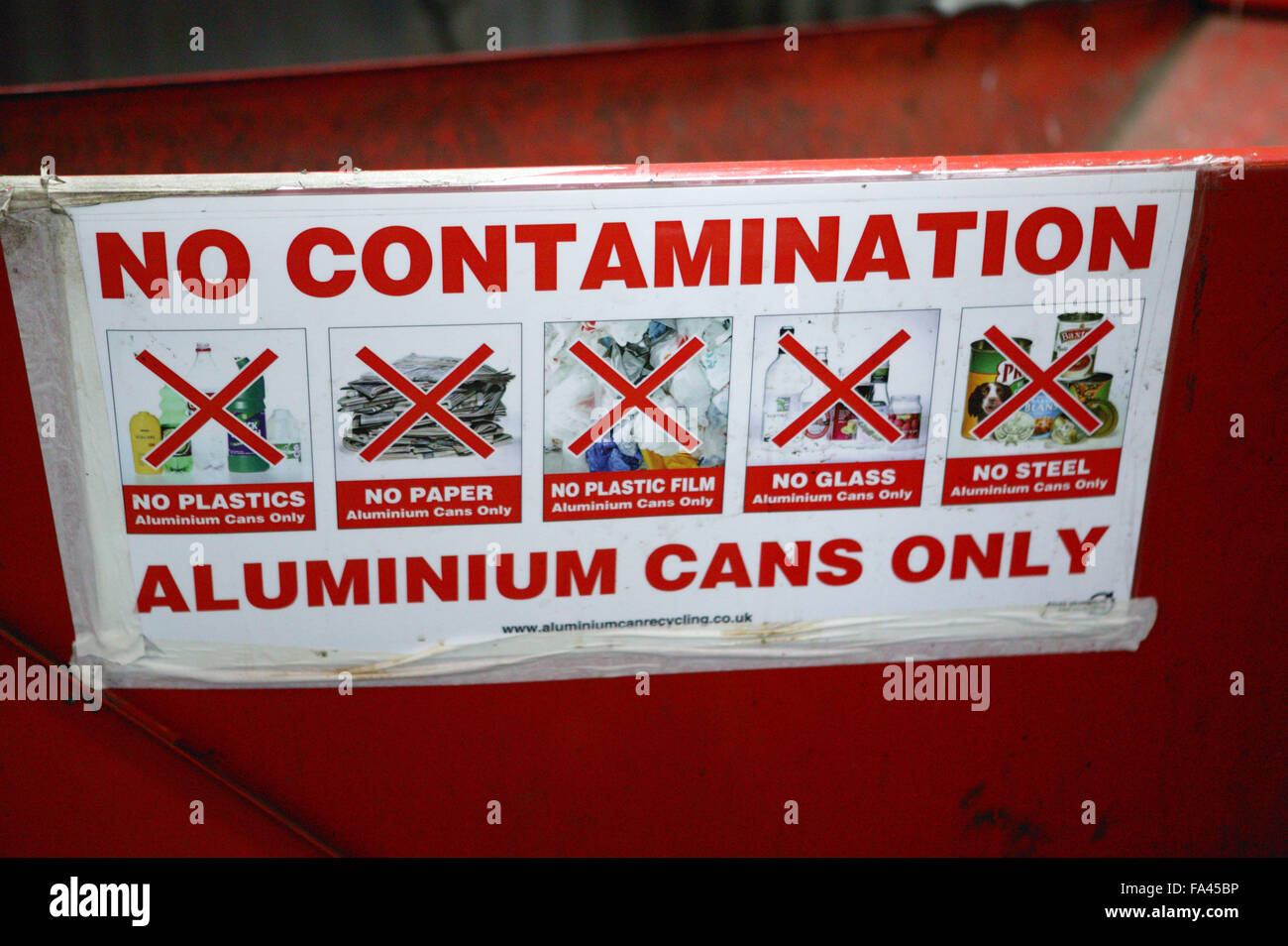 Skip for aluminium cans at Ollerton recycling plant Stock Photo - Alamy