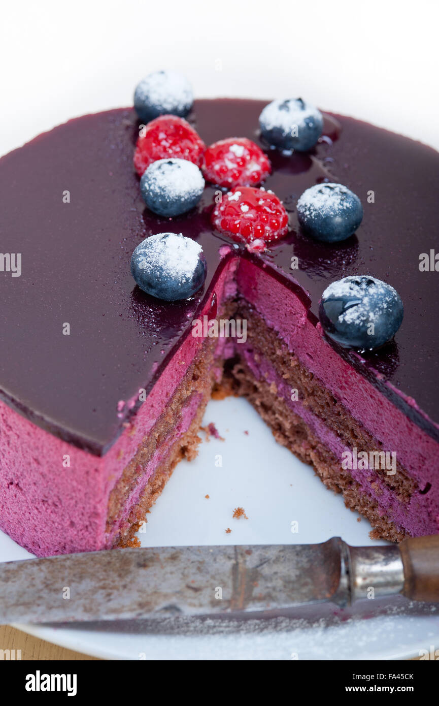 blueberry and raspberry cake mousse dessert with spice Stock Photo - Alamy
