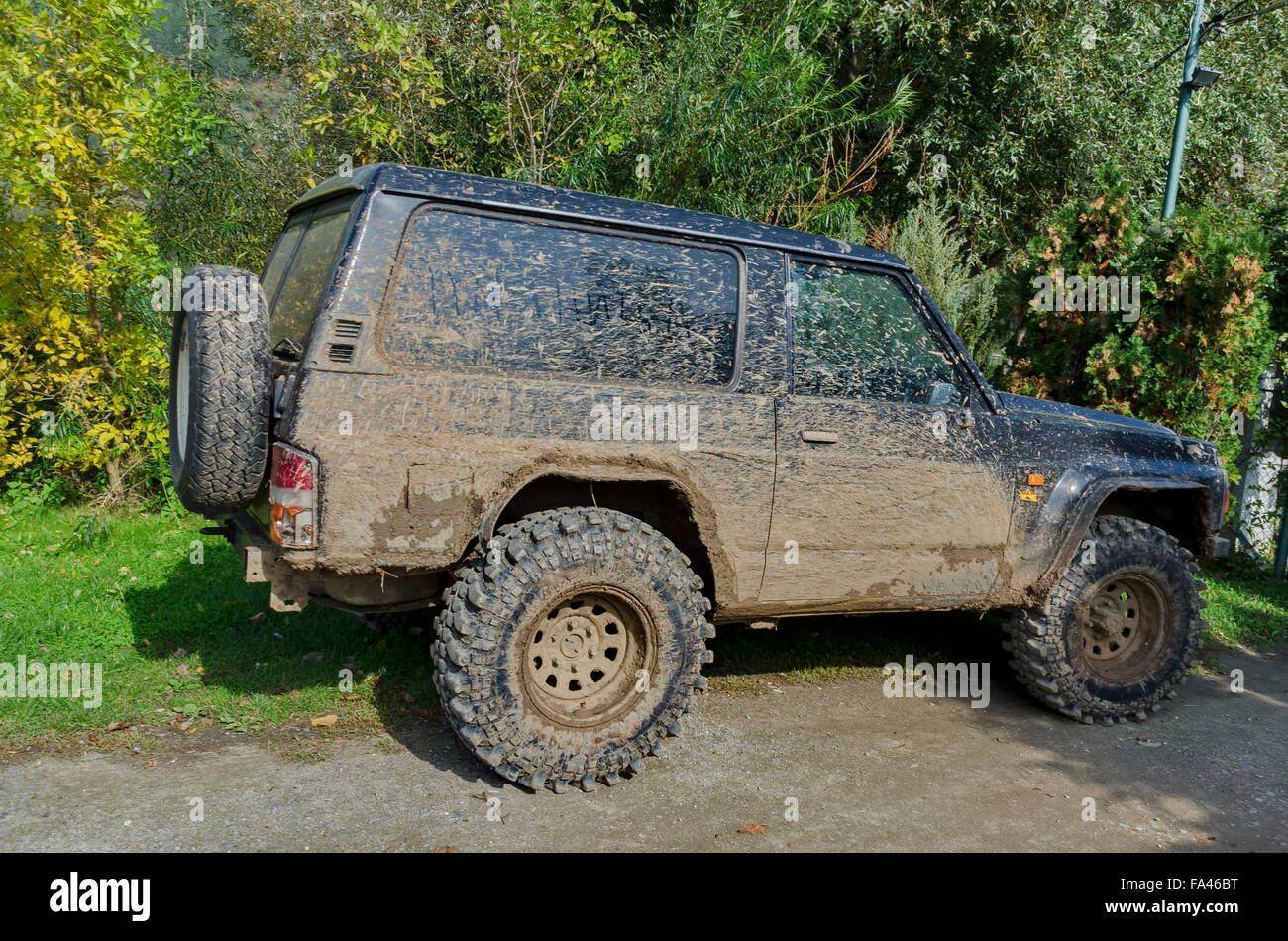 Muddy jeep car, Bulgaria Stock Photo - Alamy