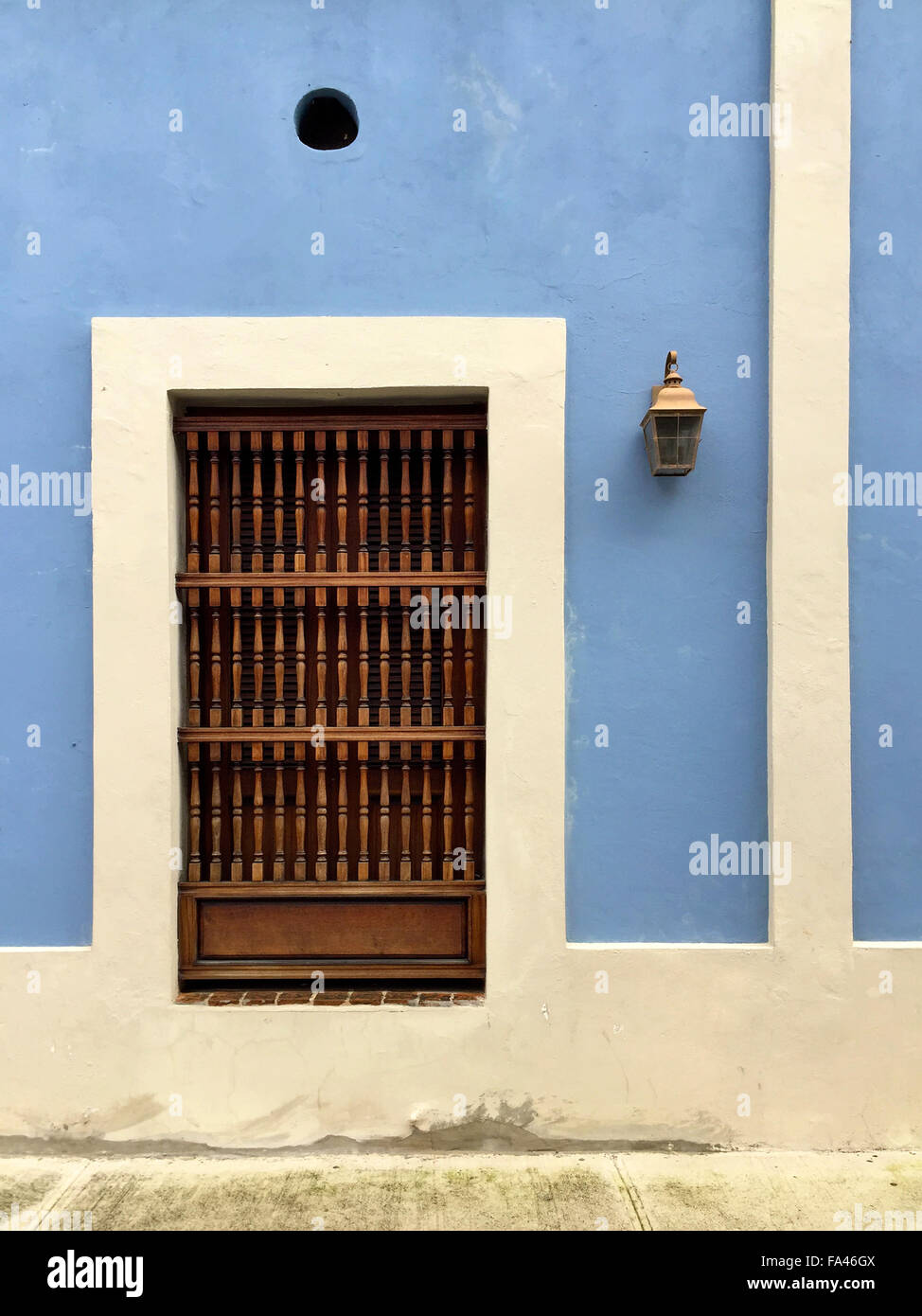 Door post in blue building in Old San Juan, Puerto Rico Stock Photo - Alamy