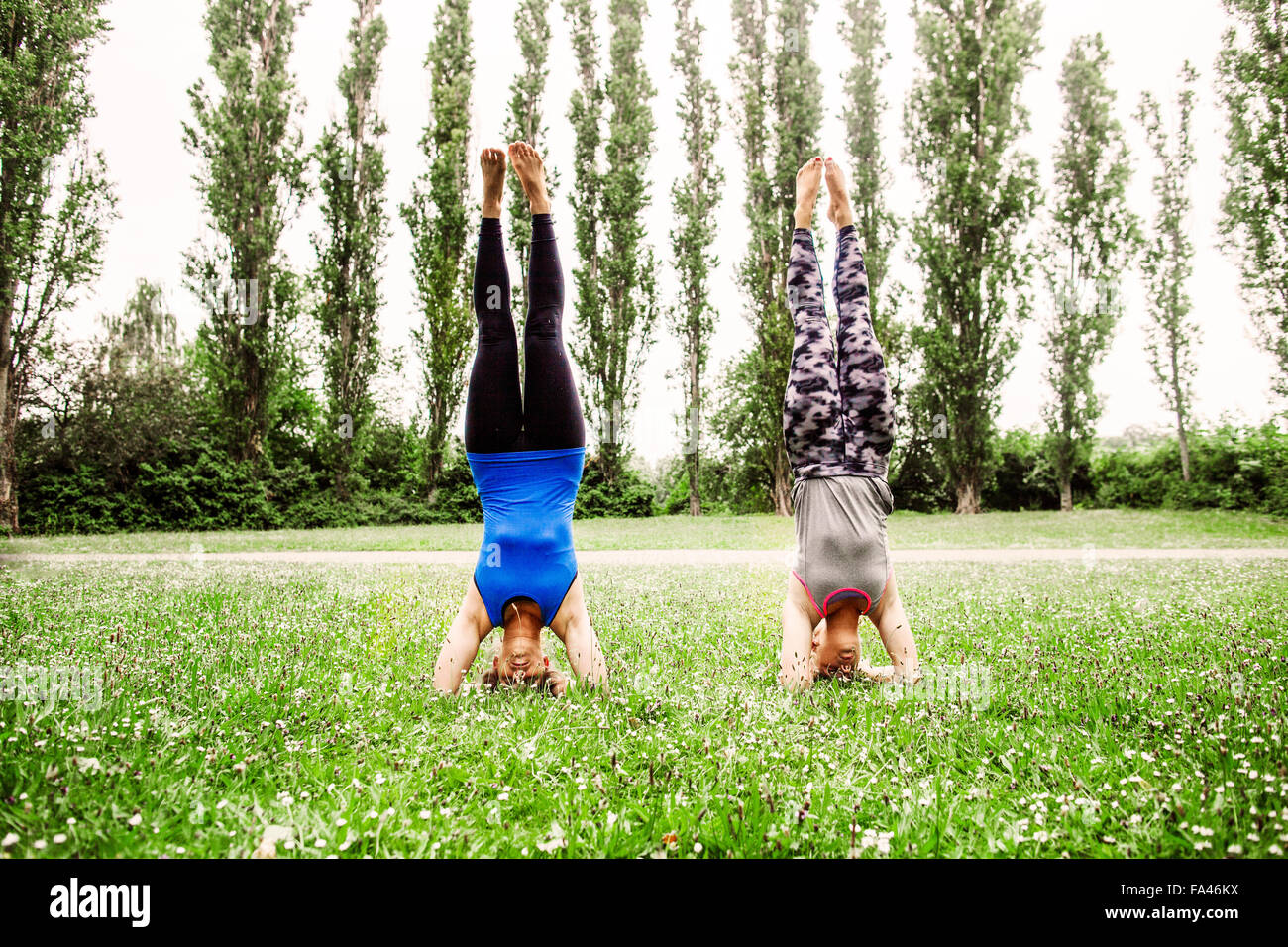 Man two women doing headstand hi-res stock photography and images - Alamy