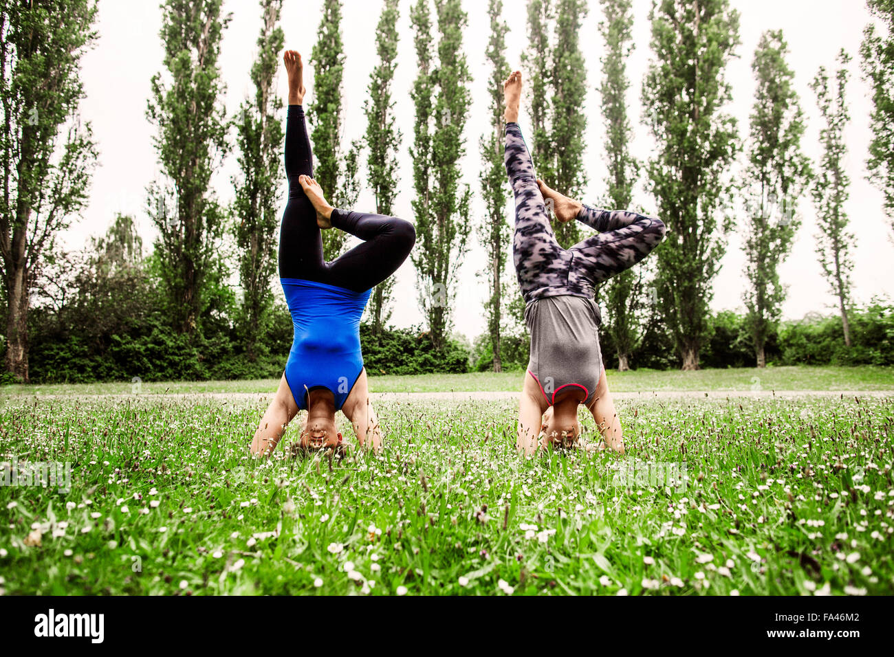 Man two women doing headstand hi-res stock photography and images - Alamy