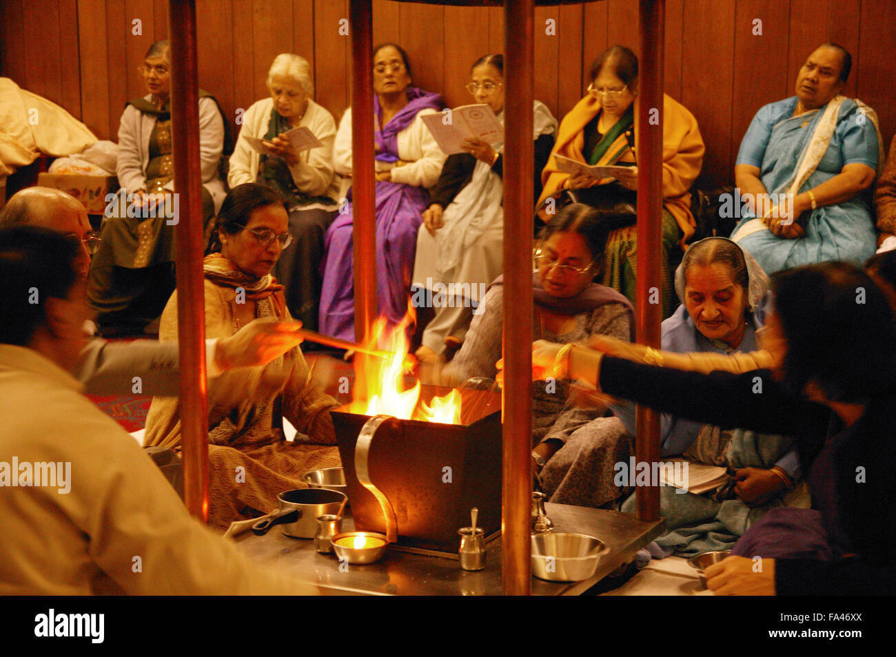 Women worshippers at Hindu temple during Havan Ceremony, sacred ...