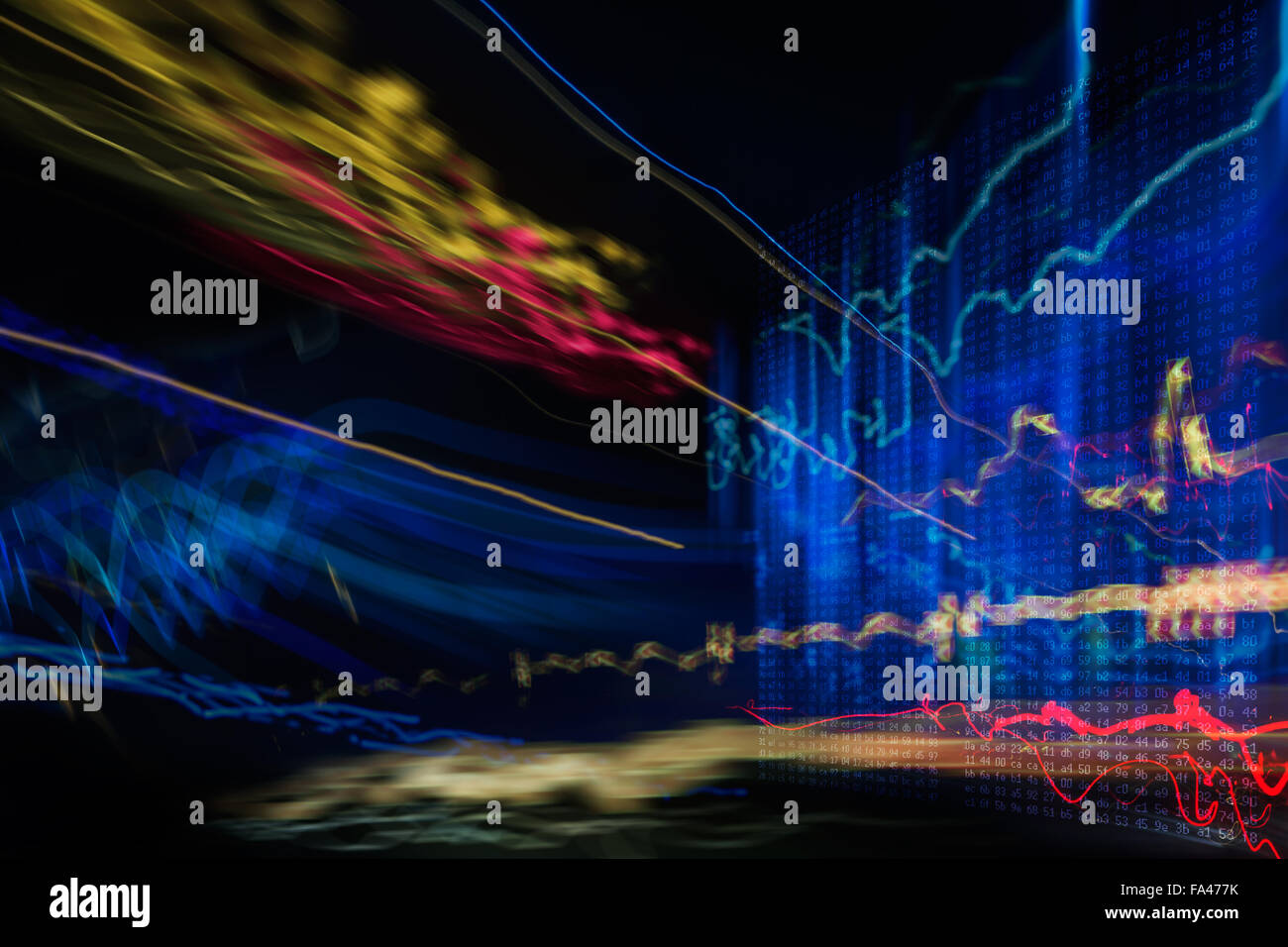 abstract image of Light traces. visualization of hacker attacks on information dadaserver Stock ...