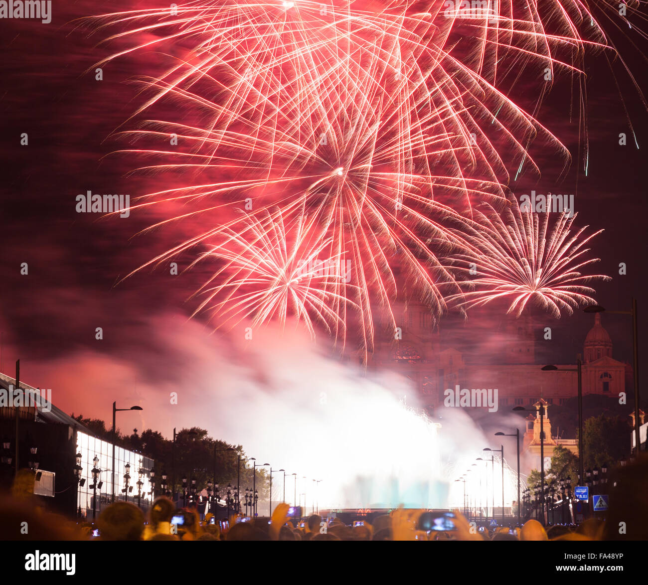 Fireworks show at Plaza de Espana Stock Photo - Alamy