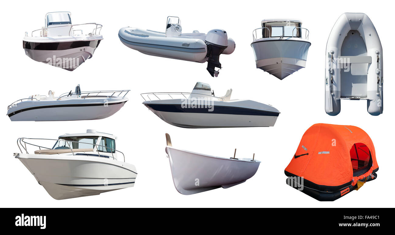 Set of boats. Isolated over white background Stock Photo - Alamy