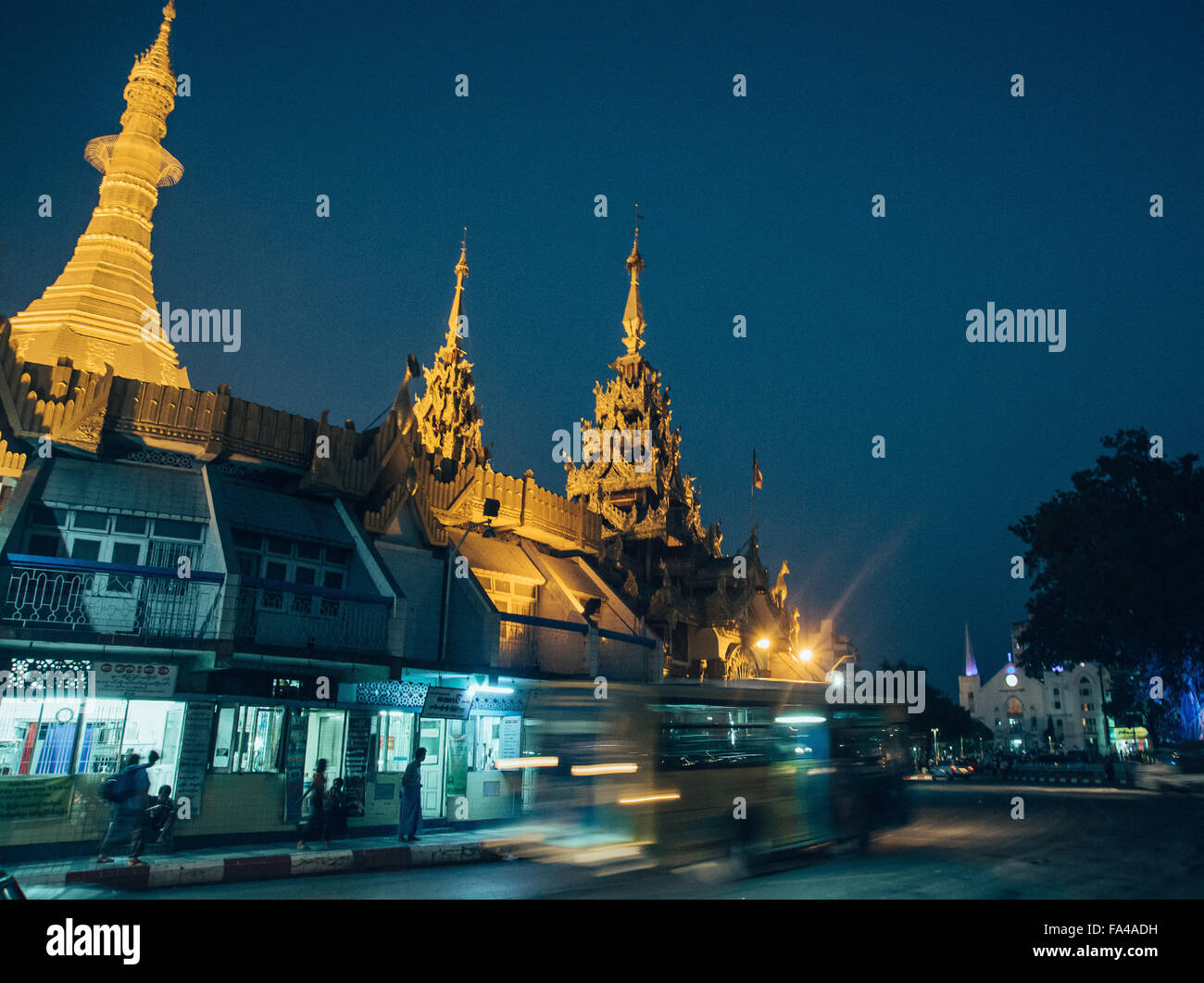 Yangon, Myanmar, Burma at night Stock Photo - Alamy