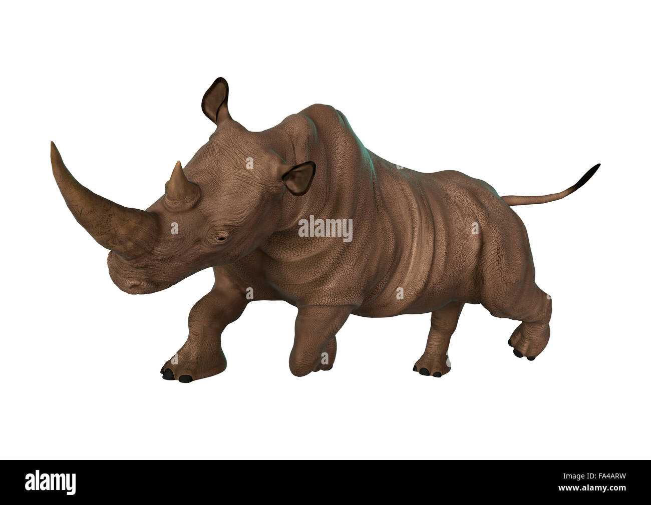 3D digital render of a wild rhinoceros isolated on white background ...
