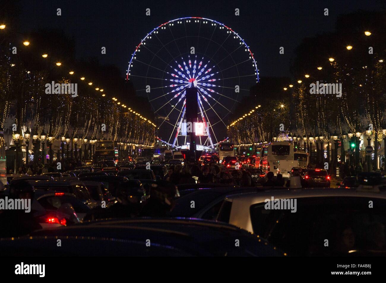 Paris, France. 20th Dec, 2015. Christmas illuminations are seen in the ...